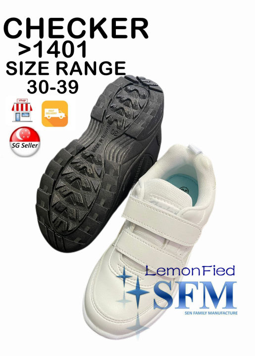 CHECKER 1401 SIZE 30 - 39 VELCRO DESIGN All White All Black VELCRO ...