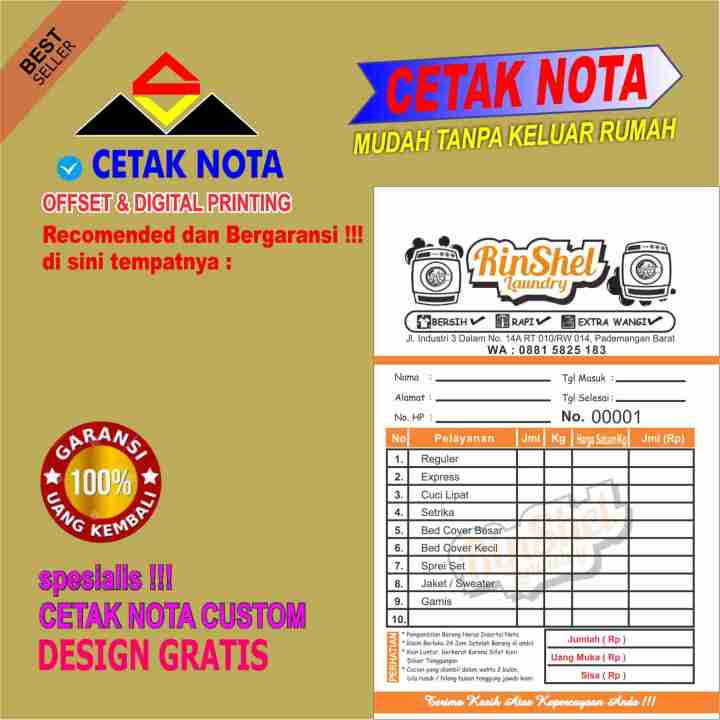 Cetak Nota Toko / Laundry / Toko Bangunan / Custom Nota / Merek Toko ...
