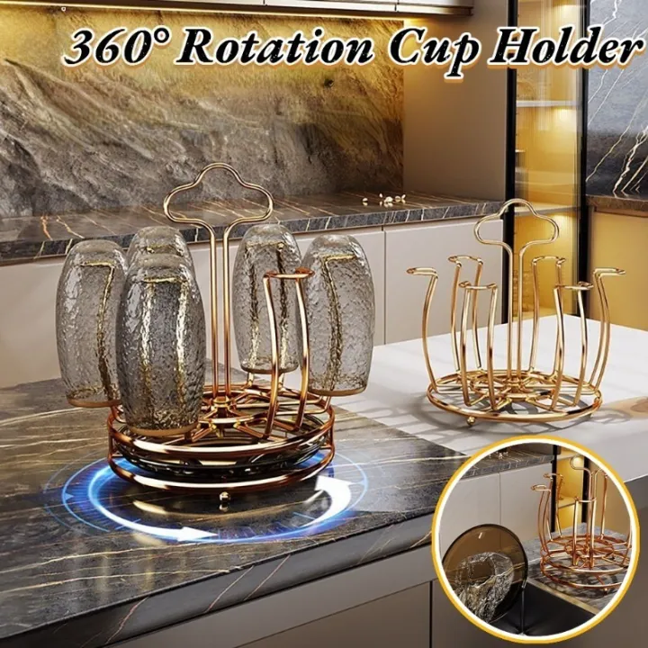 Rotation Cup Holder With Water Drain Tray Household Draining Cup Holder ...