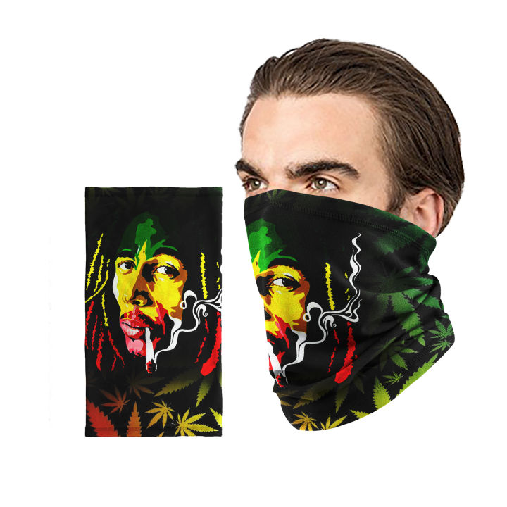 Masker Buff Bandana Reggae Bob Marley Logo Multifungsi Full Printing ...