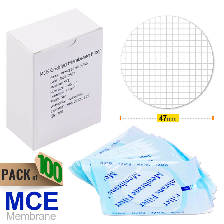 Ks-Tek MCE Gridded Membrane Filter Sterile, 47mm Diameter and 0.45um ...