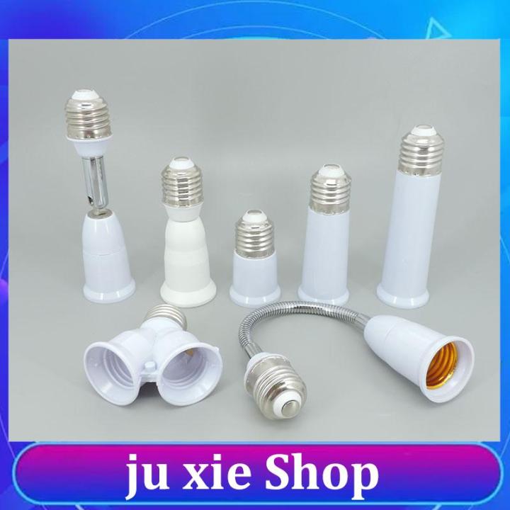 JuXie store 65mm 95mm 14cm Flexible AC E27 To 2 E27 bulb Base power Socket plug Converter LED ...