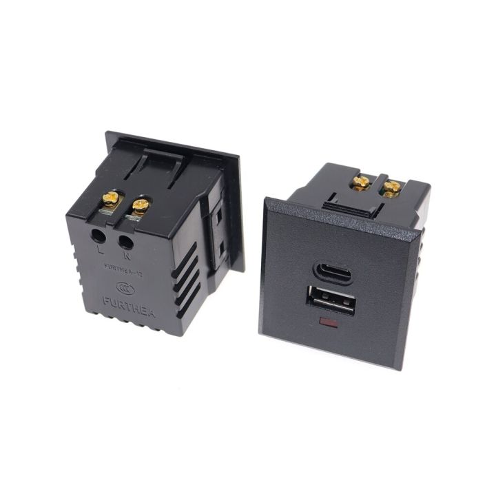 USB+Type-C AC Power Socket Embedded Desktop Receptacle DC Charging ...