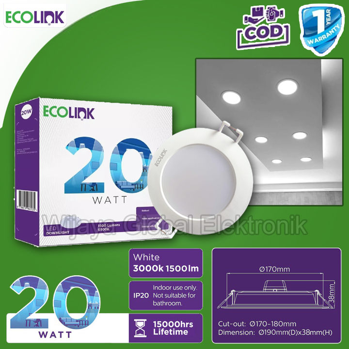 Lampu LED Panel Bulat Ecolink DownLight - 20watt 20 watt 20w 20 w ...