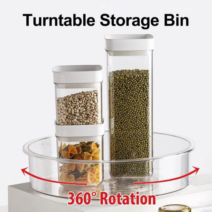 360 Rotation Cabinet Turntable Organizer Storage Spice Rack Acrylic ...