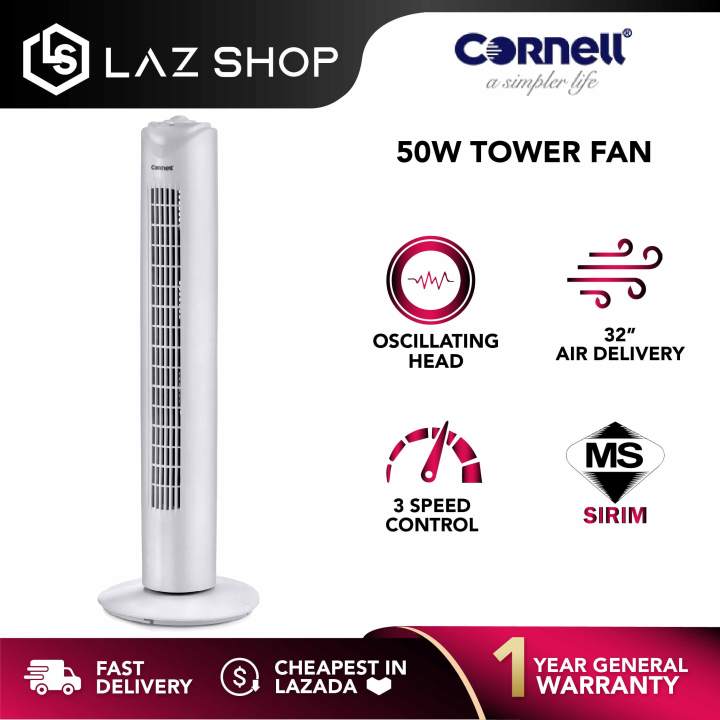 Cornell Tower Fan CTF-180X | 3 Speeds Control | Oscillating Head | Lazada