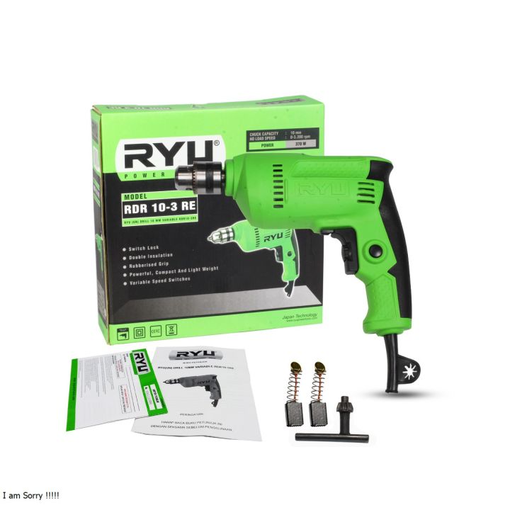 RYU RDR10-3RE MESINM BOR LISTRIK BOR TANGAN BOR BESI KAYU OBENG 10 MM ...