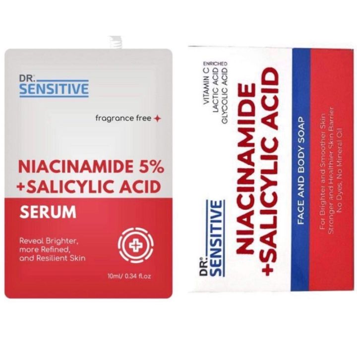 DR. SENSITIVE Niacinamide 5% + Salicylic Acid Serum 10ml / Soap 120g ...
