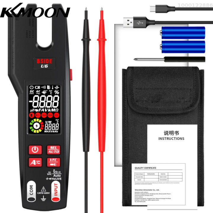KKmoon BSIDE U6 9999 Counts Digital Clamp Meter Multimeter Clamp ...