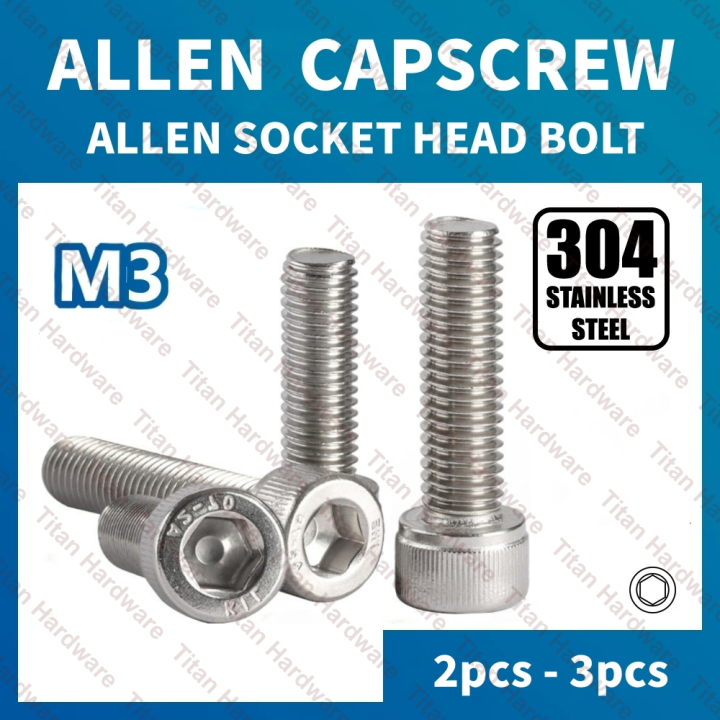 M3 (0.50P) STAINLESS 304 ALLEN CAPSCREW | ALLEN SOCKET HEAD BOLT ...