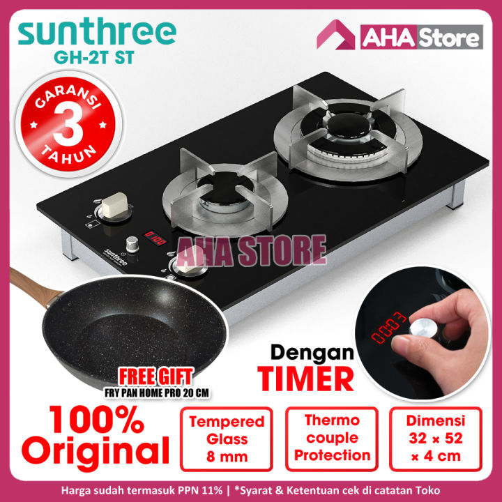 Sunthree Built in Gas Hob Kompor Gas Tanam 2 Tungku Timer GH-2T ST ...