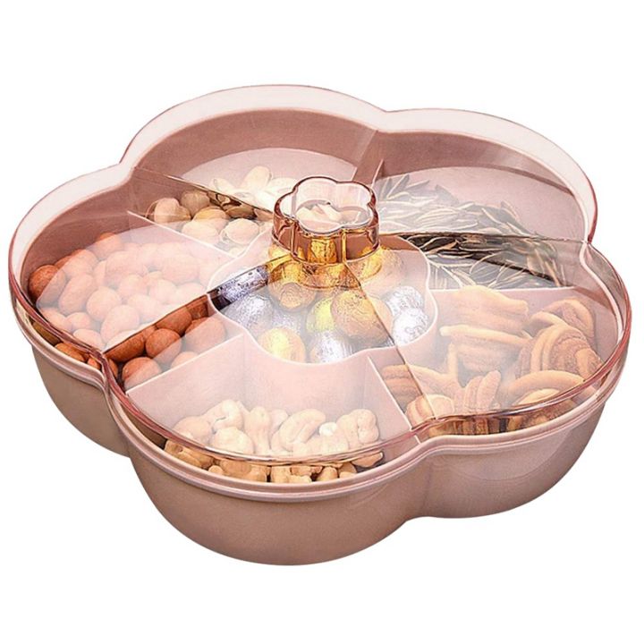 Snack Storage Box, Flower Shape Snack Tray with Lid,Nut Candy Food ...