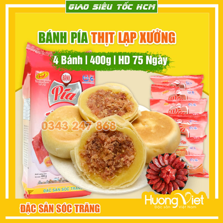 Bánh pía thịt lạp xưởng Tân Huê Viên 400g bánh pía nhân mặn đặc sản Sóc ...