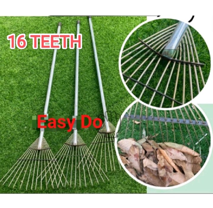 16 TEETH CAKAR DAUN BESI RAKE BATANG BESI Cakar Rumput / Cakar Daun ...