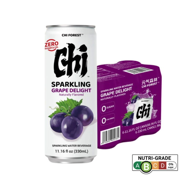 [Bundle of 6] Chi Forest 元气森林 Soda Water Sparkling 330ml Zero Sugar Refreshing Carbonated Drink ...