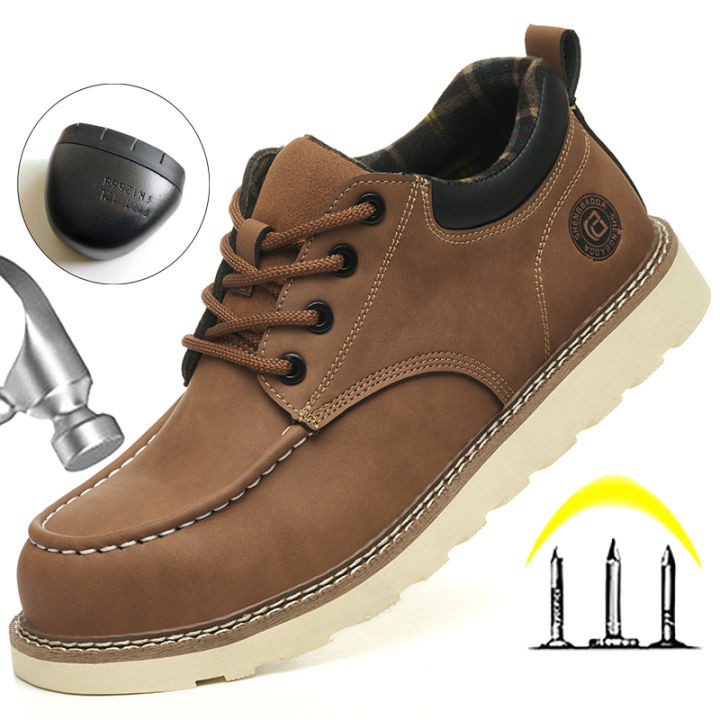 Waterproof Work Boots Men leather shoes Puncture-Proof Safety Shoes Men ...