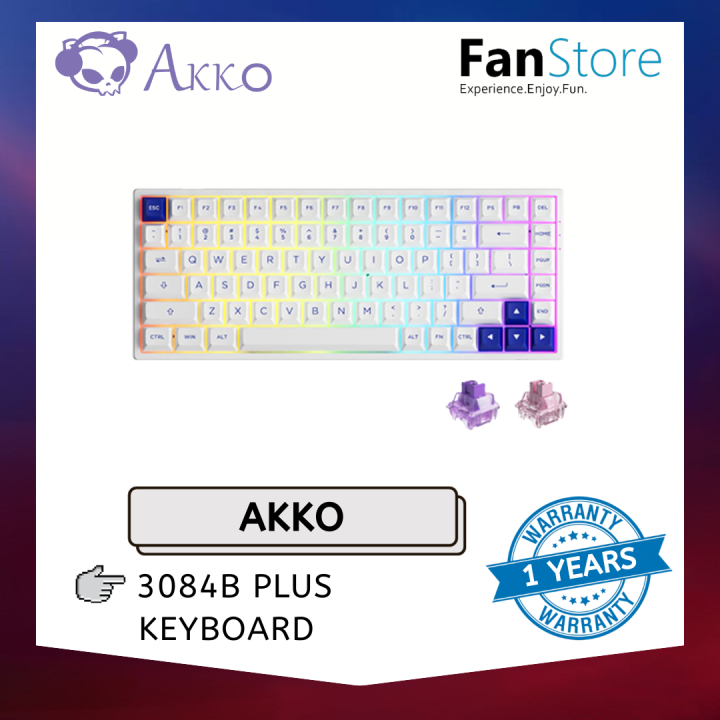FANSTORE AKKO White & Blue 3084B Plus Multi-Mode Wireless Hot-Swap ...