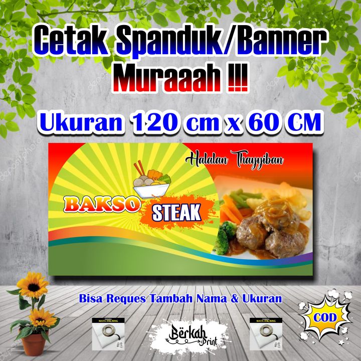 Spanduk Banner Bakso Steak Ukuran 120 cm x60 cm | Lazada Indonesia
