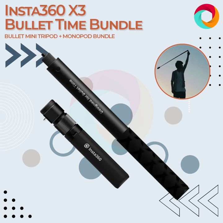 Insta360 Bullet Time Bundle Invisible Selfie Stick Folded Tripod Handle ...
