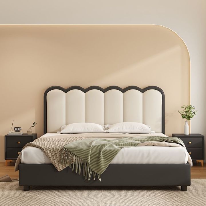 Solid wood bed home master bedroom 2-meter king bed wave bed 1.8m ...