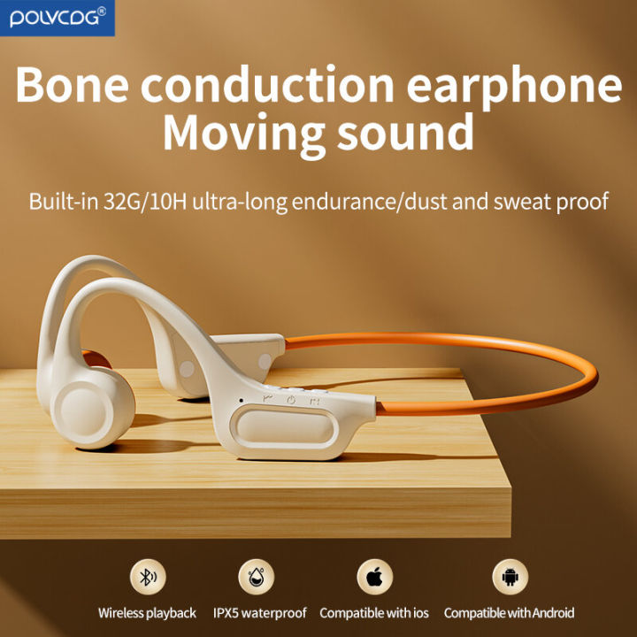 POLVCDG Bone Conduction 32G Ear Hook Bluetooth Earphone IPX5 Waterproof ...