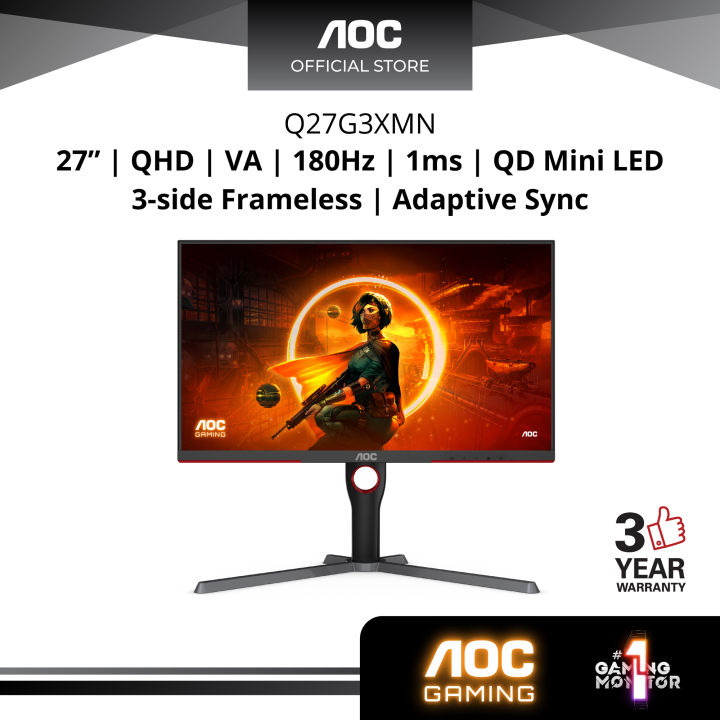 AOC q27g3xmn 27 "QHD 180Hz qd- led gaming monitor | Lazada PH