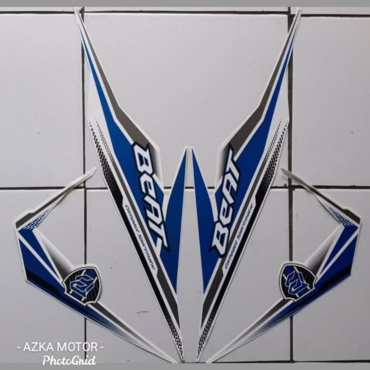 Striping Honda Beat Fi 2019 biru putih / Sticker beat fi baru warna ...