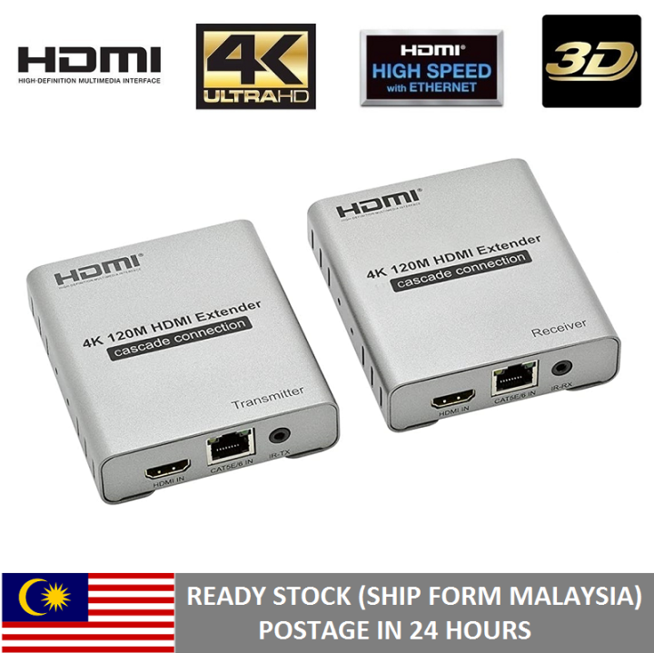 4K HDMI Extender With Loop 120M Over Cat5e/6 Ethernet Cables Cascade ...