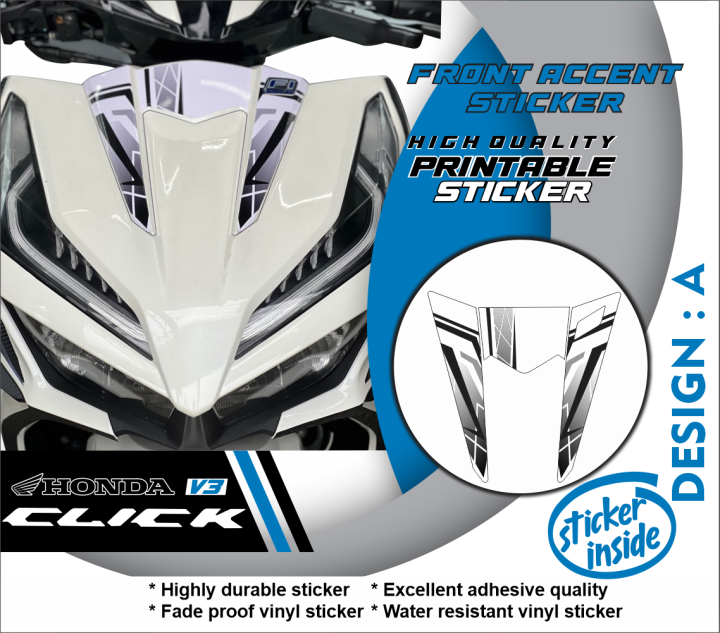 HONDA CLICK 125 V3 FRONT ACCENT PRINTED AND LAMINATED DECALS STICKER ...