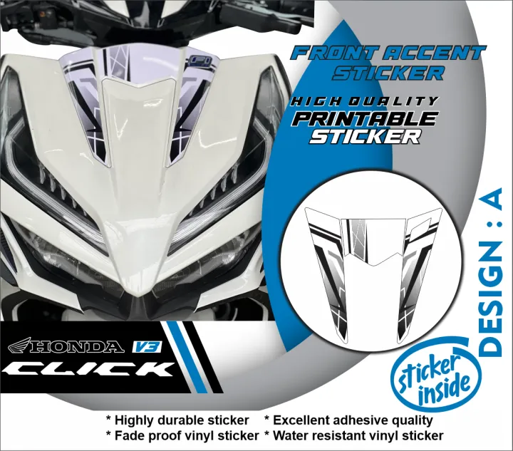 HONDA CLICK 125 V3 FRONT ACCENT PRINTED AND LAMINATED DECALS STICKER ...
