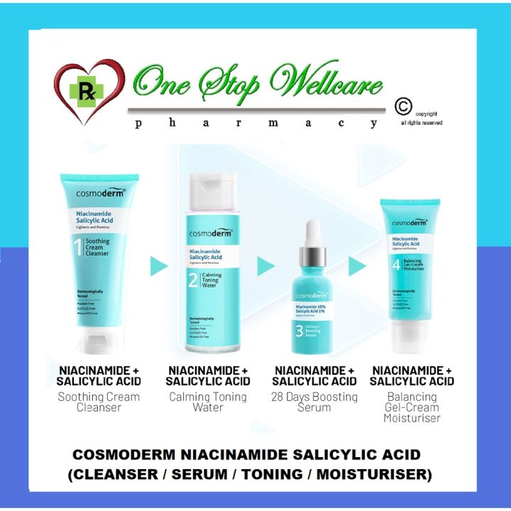 COSMODERM NIACINAMIDE SALICYLIC ACID (CLEANSER / SERUM / TONING ...