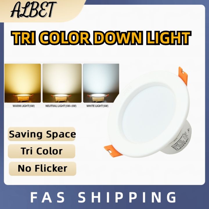Led Downlights Tri Color 3W 5W 7W LED Ceiling Downlight Lamps Spotlight ...