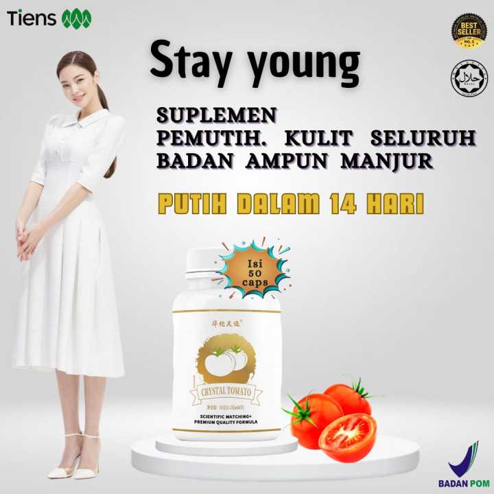Tablet Kristal Tomato Putih 500mg * 60 Tablet Tambahan Pemutih dan ...