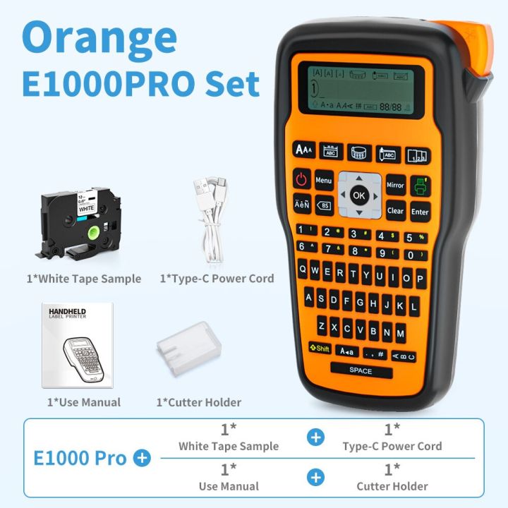 Orange E1000 Printer E1000PRO Tube Label Printer Sticker Label Printer & Label Tape 12Mm ...