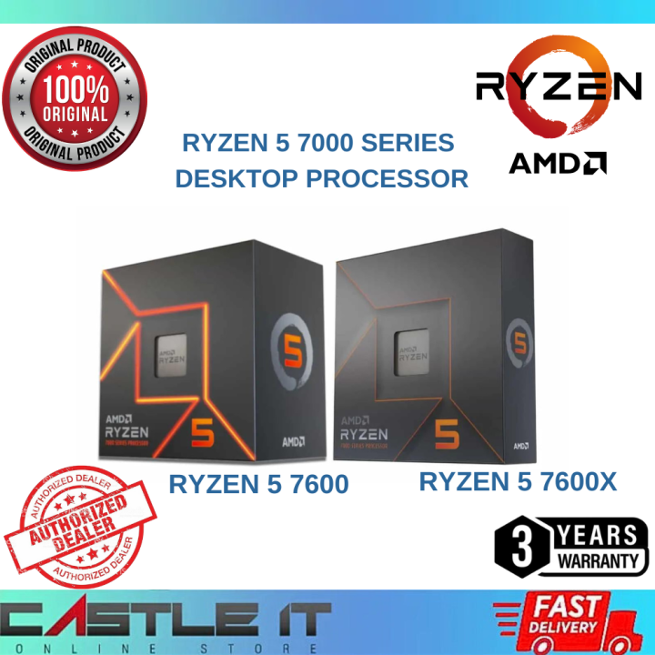 AMD Ryzen 5 7600X / 7600 / R5-7600 AM5 Socket Processor 6 Cores 12 ...