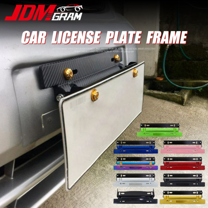 JDMGRAM Universal Car License Plate Frame Carbon Fiber Auto Adjustable ...
