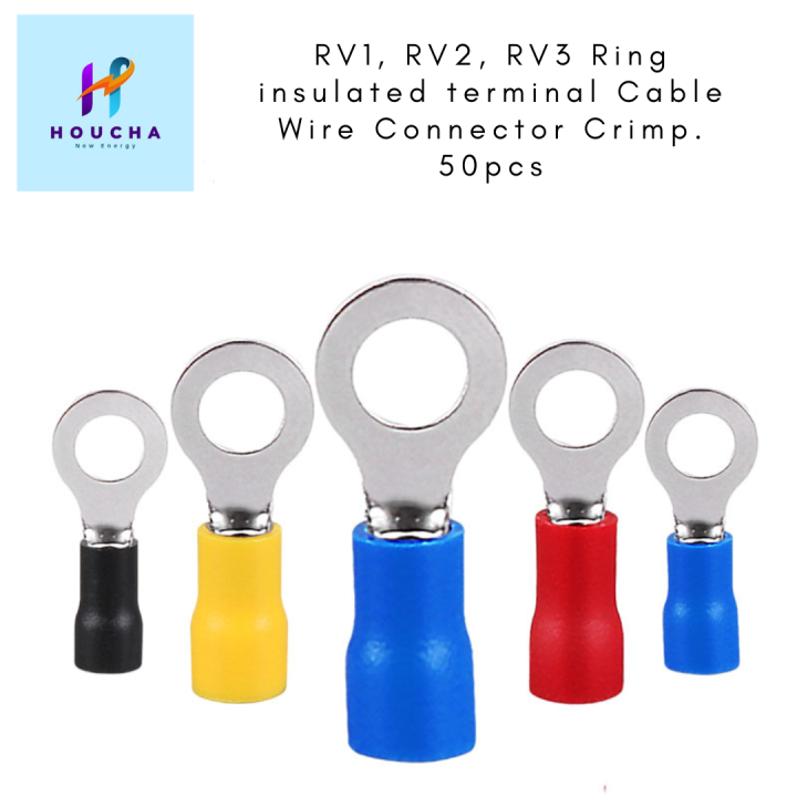 RV1, RV2, RV3 Ring insulated terminal Cable Wire Connector Crimp. 50pcs ...