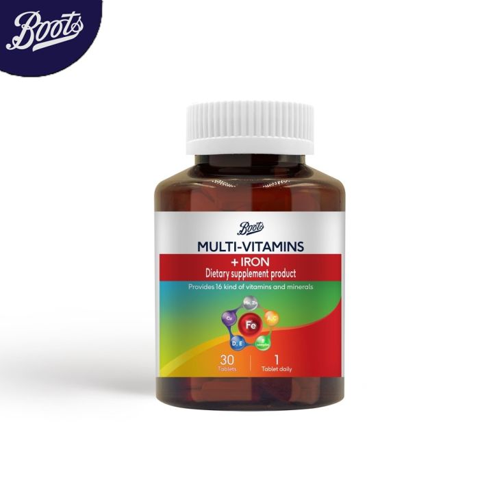BOOTS VITAMINS บู๊ทส์ มัลติ-วิตามิน พลัส ไอรอน | Lazada.co.th