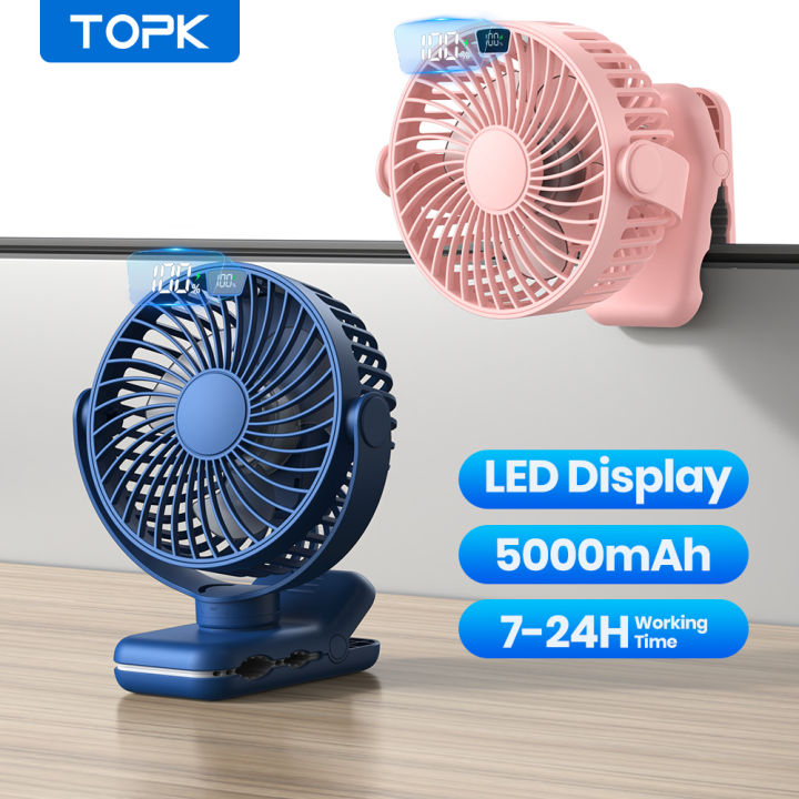 TOPK 5Inch Mini Portable Fan for Camping,USB Desk Electric Fan,Clip ...