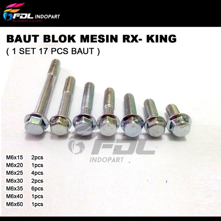 ( 1 SET 17 PCS BAUT ) BLOK MESIN RX KING BAUT BAK MESIN KIRI KANAN | Lazada Indonesia