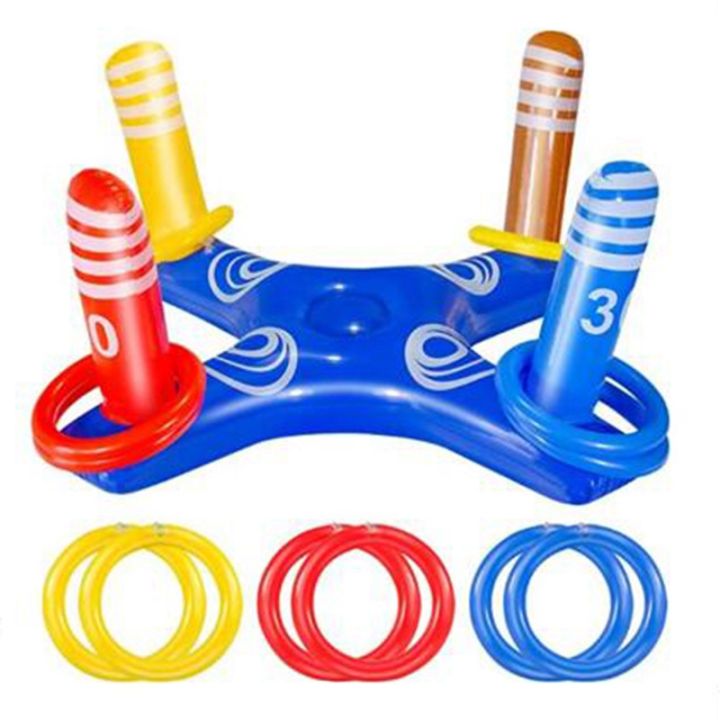 (CDIK) Inflatable Ring Toss Pool Game Toys With 6 Pcs Rings Floating ...