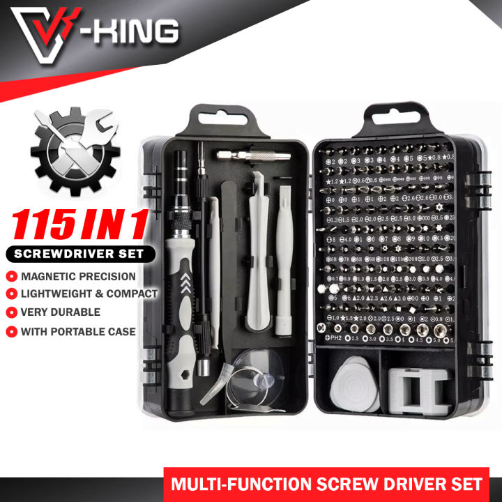 V-KING Authentic 115 in 1 Screwdriver Set Mini Precision Screwdriver Repair Tool Set | Lazada PH