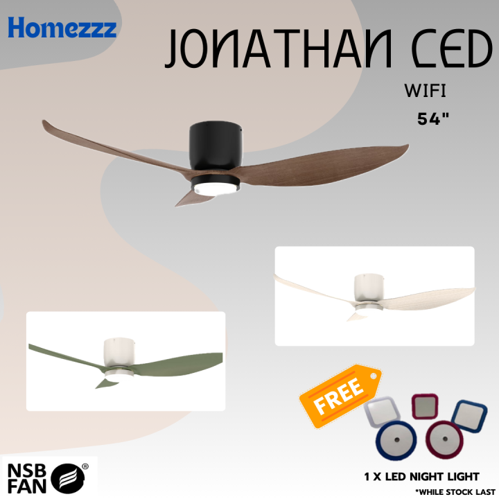 NSB FAN JONATHAN 54 Inch DC motor 3C LED WIFI with 3 Blades (7 Speeds ...