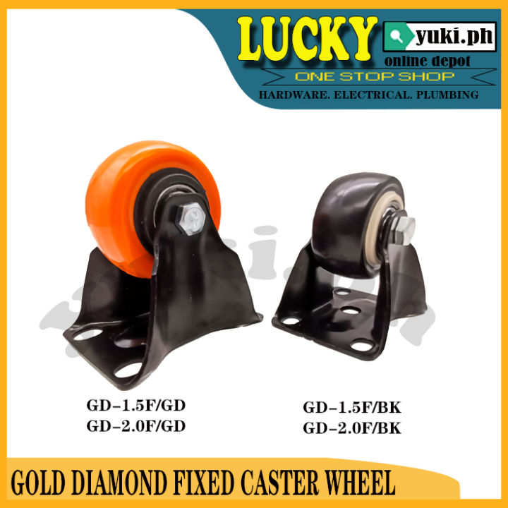 GOLD DIAMOND FIXED CASTER WHEEL (1.5F-BK/GD / 2.0F-BK/GD) SOLD PER ...