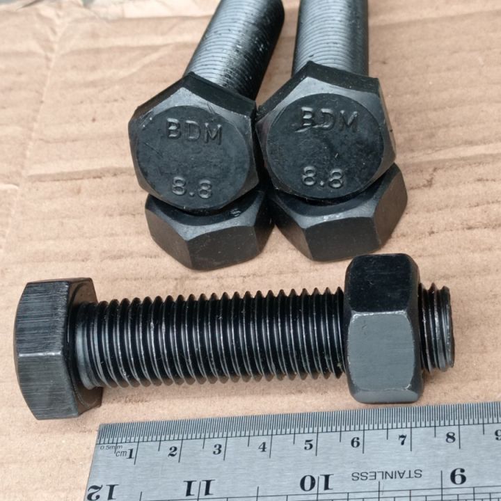 BAUT 30 BAJA M20 X 80 PANJANG 8 CM 8CM KUNCI 30 BAUD GRADE 8.8 HTB M20X80 FULL DRAT HITAM BAUT ...