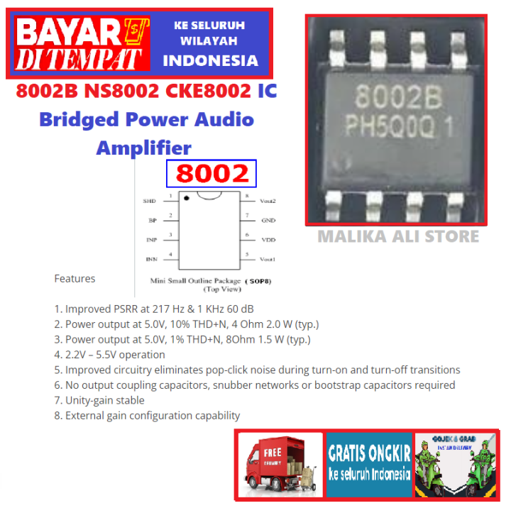 2 PCS - 8002B NS8002 CKE8002 IC Bridged Power Audio Amplifier | Lazada Indonesia
