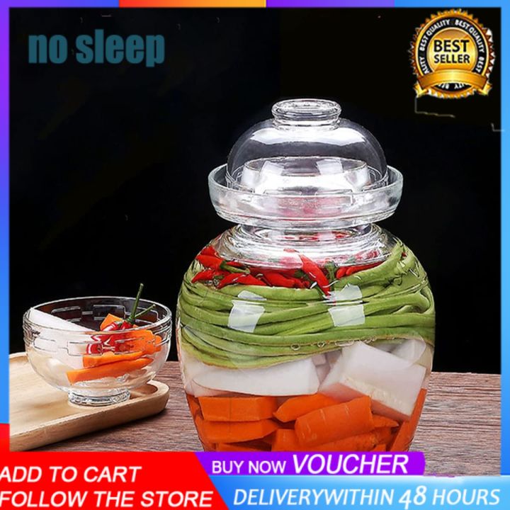 Glass Jar with Lid Fermentation Jar, Traditional Fermenting Crock Kit ...
