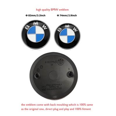 Bmw Logo Front Hood Rear High Quality Badge Emblem 74mm 82mm fits for ...