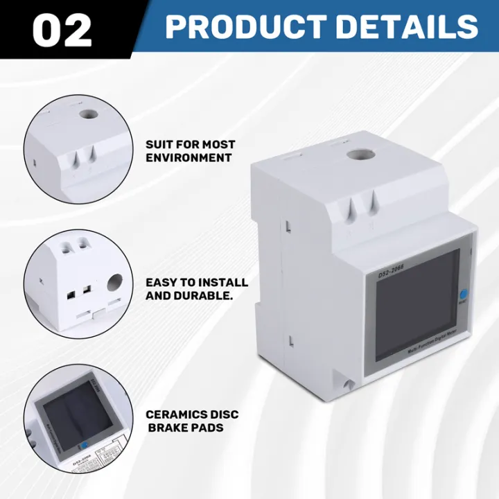 Din Rail AC Monitor 6IN1 100A Voltage Current Power Factor Active KWH ...