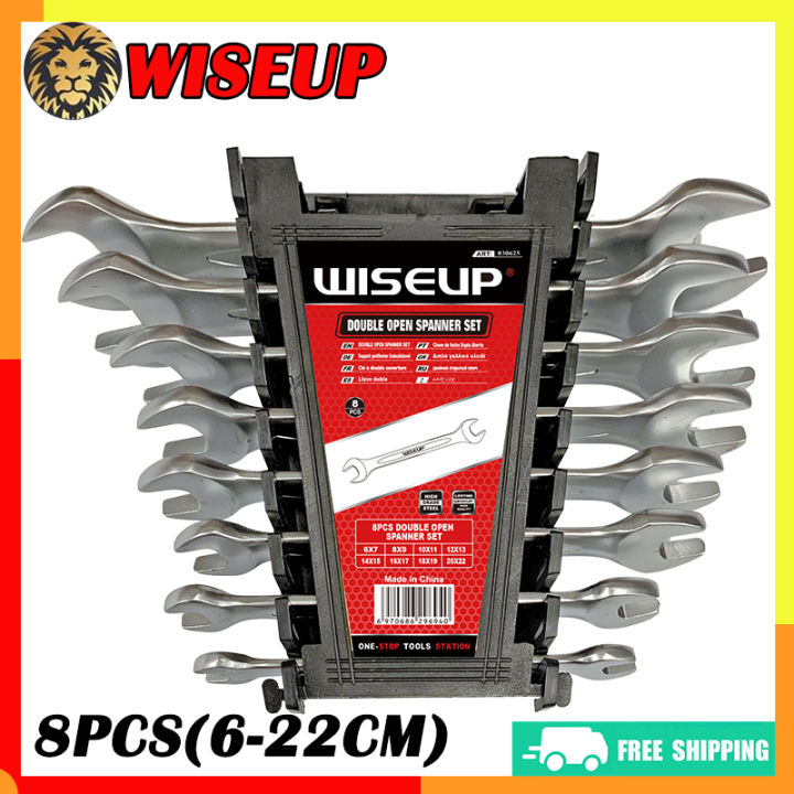 WISEUP 8pcs Double Open End Spanner/Combination Spanner/Offset Ring Spanner Set 6-22mm | Lazada PH